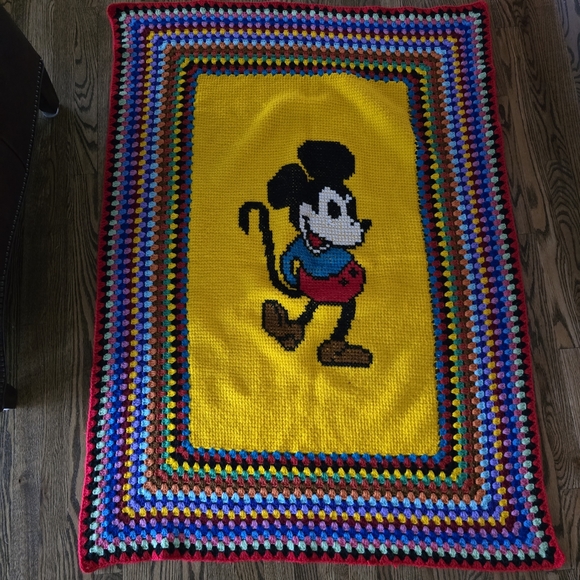 Bedding | Vtg Crocheted Mickey Mouse Disney Lap Blanket | Poshmark